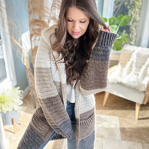 Ravelry: Hooded Colour Block Cardigan pattern by MJ's Off The Hook Designs