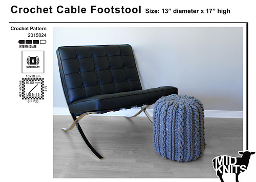 Ravelry: Crochet Cable Footstool (2015024) pattern by Erin Black