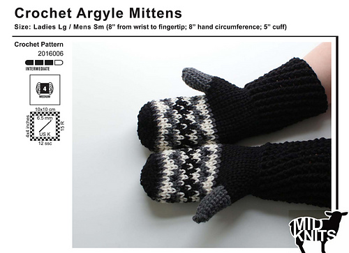 Ravelry: Fair Isle Crochet Argyle Mittens (2016006) pattern by Erin Black