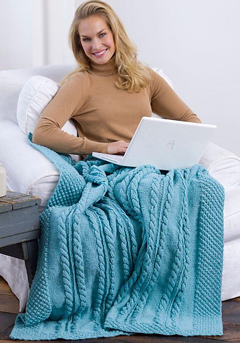 Ravelry: Bramble Border Cable Throw pattern by Joan Barnett