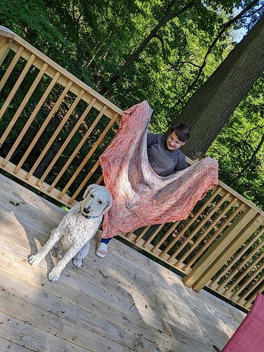 My finished Ewe Rock, ft the dog : r/knitting