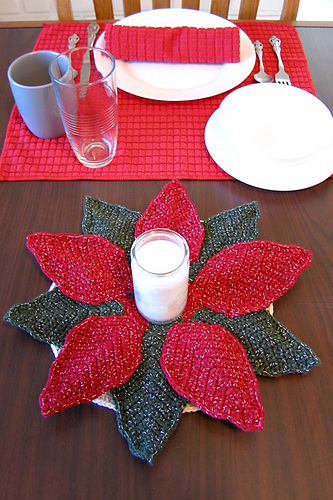 Ravelry: Poinsettia Table Centerpiece pattern by Sandy Marie