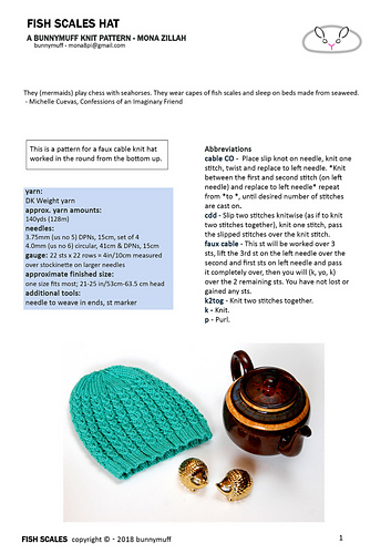 Ravelry: Fish Scales pattern by bunnymuff - Mona Zillah