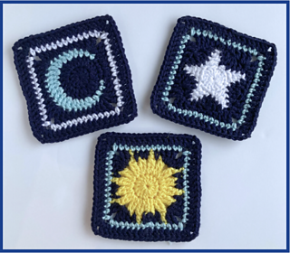 Ravelry: Sun, Moon, and Star Squares pattern by Moon And Back Yarns