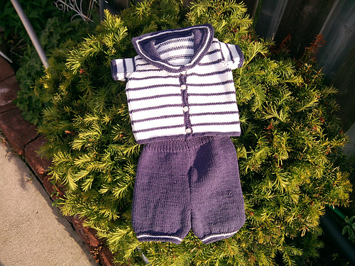 Ravelry: #18 Sailor Collar Cardigan and Shorts pattern by Debbie Bliss