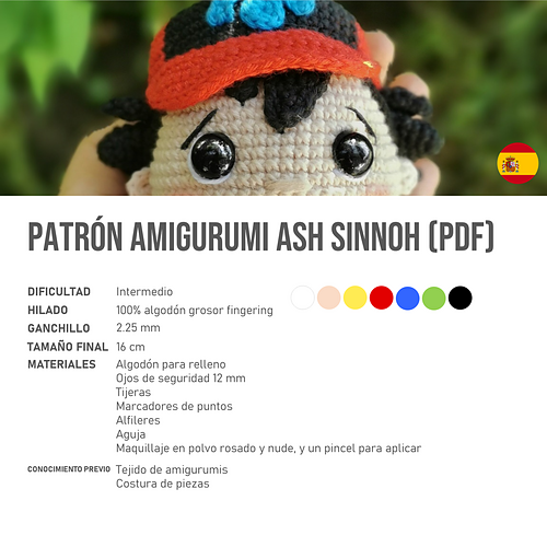 Ravelry: Ash Sinnoh amigurumi pattern by Constanza Olivares