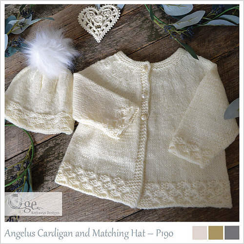 Ravelry: Angelus Cardigan & Hat – P190 pattern by OGE Knitwear Designs