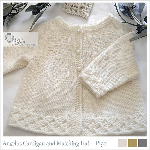 Ravelry: Angelus Cardigan & Hat – P190 pattern by OGE Knitwear Designs