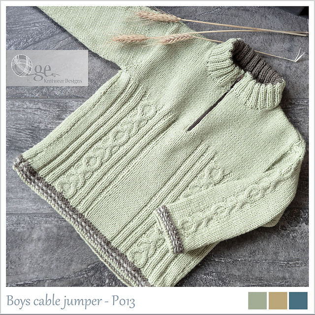Ravelry: Boys jumper with cables and contrasting trim - P013 pattern by ...