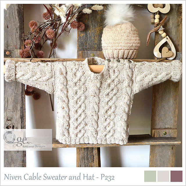 Ravelry: Niven Cable Sweater and Hat - P232 pattern by OGE Knitwear Designs