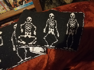 Ravelry: Jaynetheknitnerd's Dancing Skeletons Double Knit Scarf