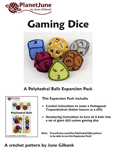 Ravelry: Gaming Dice EXPANSION PACK pattern by June Gilbank