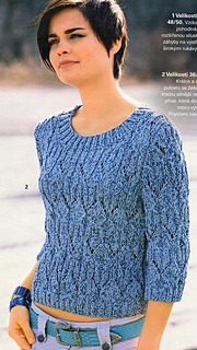 Ravelry: # 02 Blau melierter Ajourmusterpulli pattern by Sabrina/Sandra team designers