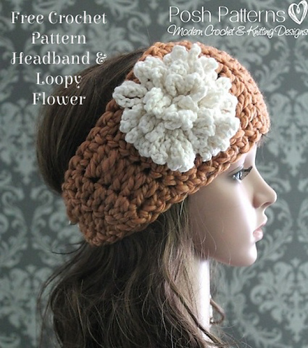 Ravelry: Headband & Loopy Flower pattern by Posh Patterns