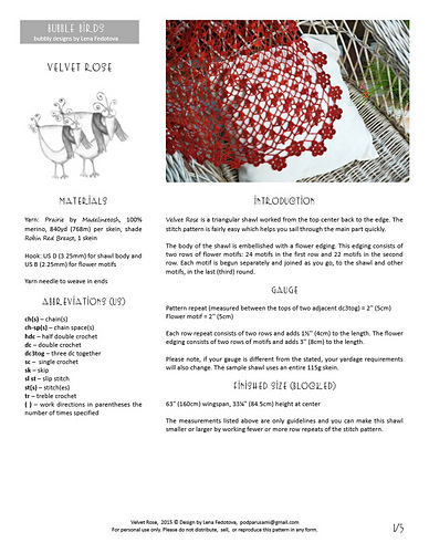 Ravelry: Velvet Rose pattern by Elena Fedotova