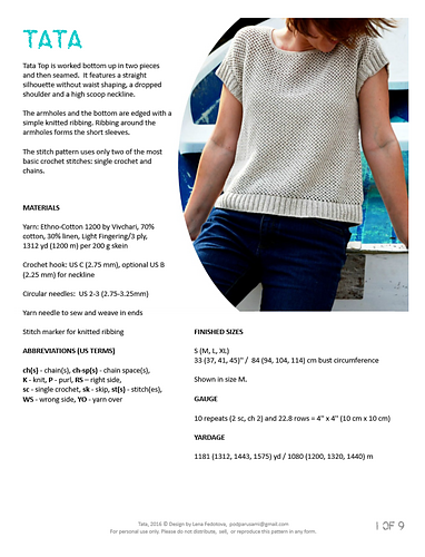 Ravelry: Tata pattern by Elena Fedotova