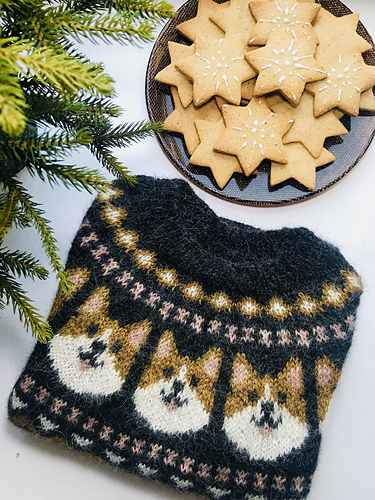 Ravelry: Christmas Corgi Sweater Kids pattern by Rose Marinne
