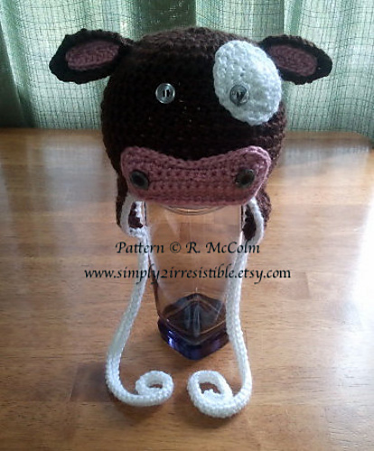 Ravelry: Molly Moo Cow Beanie and Earflap Hat pattern by Ruth McColm