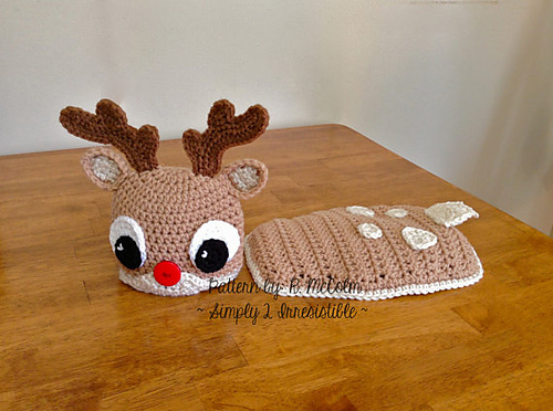 Ravelry: Rudolph Reindeer Beanie Cover Set pattern by Ruth McColm