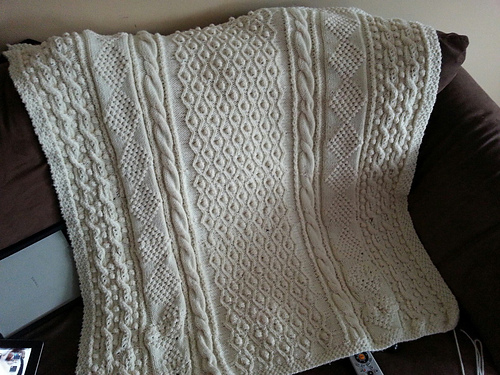 Ravelry: Isle of Aran Throw (one piece) pattern by Red Heart Design Team