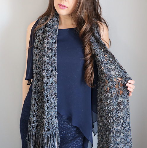 Ravelry: Sparkle & Shine Fringe Scarf pattern by MJ's Off The Hook Designs