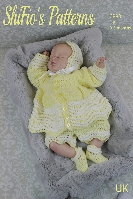 Ravelry: Rippled Matinee Set Baby Crochet Pattern #93 pattern by ShiFio ...