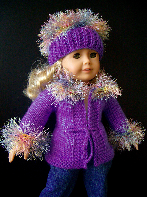 Ravelry: 18" AG doll Purple Rain coat set pattern by KNIT n PLAY