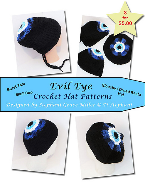 Ravelry: Evil Eye Hats! pattern by Stephani Grace Miller