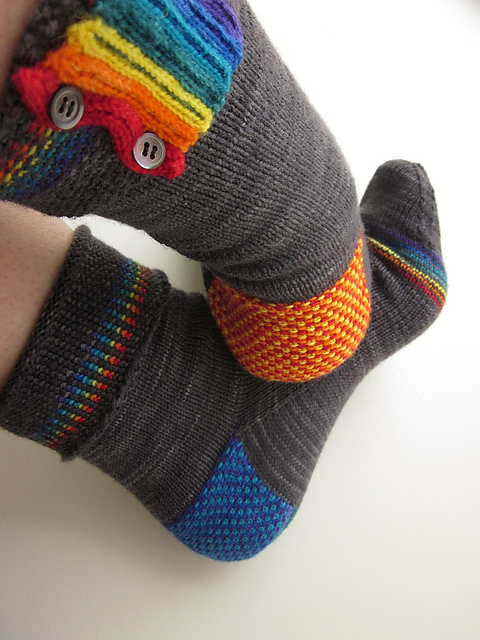 Ravelry: Rainbow Pipes and Linen Stitch Socks pattern by Aurélie Colas
