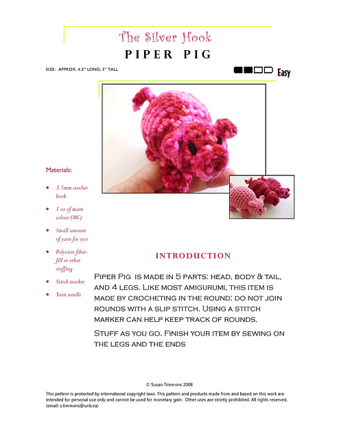 Ravelry: Piper Pig pattern by The Silver Hook