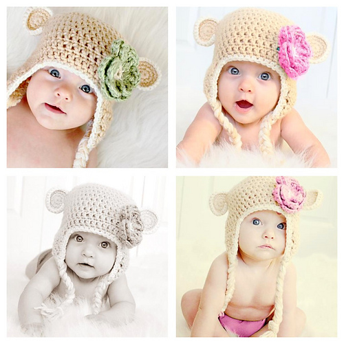 Ravelry: Sweet Little Monkey Hat with Earflaps pattern by Busy Mom Designs