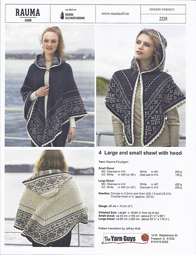Ravelry: 222R-4 Shawl with Hood pattern by Rauma Designs