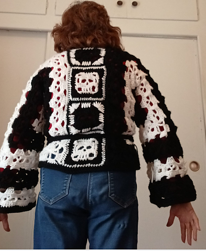 Ravelry: Creepy Skull Cropped Hexi Cardi pattern by Spider Mambo