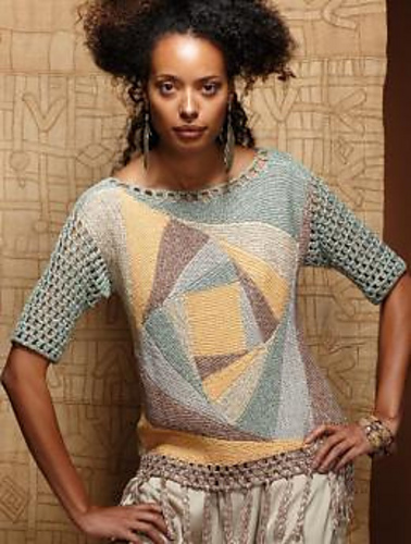 Ravelry: 2054 Damenpulli mit Patchwork / Spiral top pattern by SMC Select