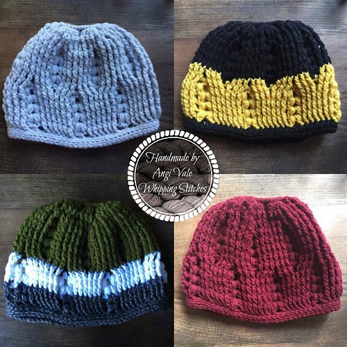 Ravelry: Wheat Stitch Hat messy bun & pony tail pattern by KFG
