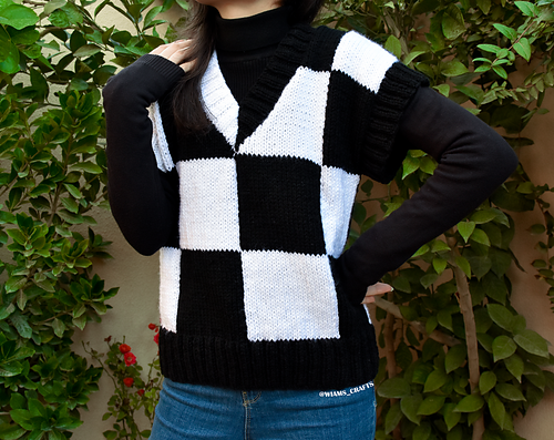 Ravelry: Wednesday Checkered Vest pattern by Wiam's Crafts