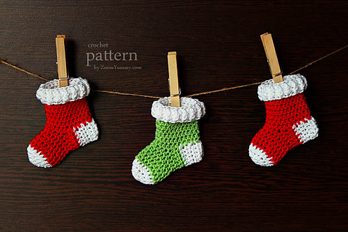 Ravelry: Crochet Christmas Stocking Ornaments pattern by zoom yummy